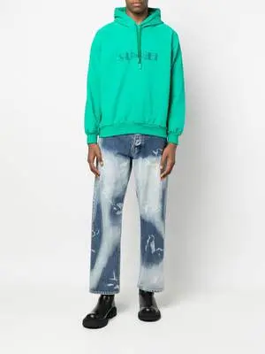 Sunnei Logo Drawstring Hoodie - Grey