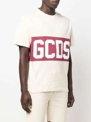 Gcds Logo-print Cotton T-shirt - Neutrals