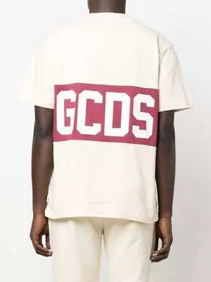 Gcds Logo-print Cotton T-shirt - Neutrals