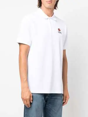 Kenzo Boky Flower Embroidered Polo Shirt - White