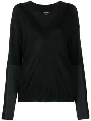TOM FORD Panelled V-neck Jumper - Black