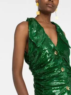 GANNI Sequin Ruched Midi Dress