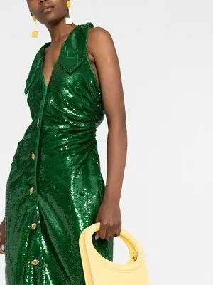 GANNI Sequin Ruched Midi Dress