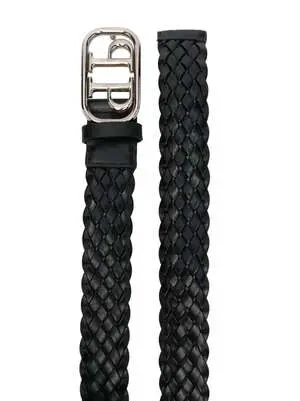Philipp Plein Braided Logo Buckle Belt - Black