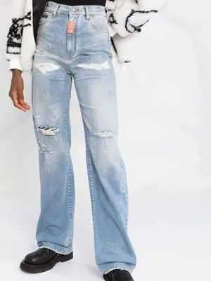 Philipp Plein Ripped-detail Denim Jeans