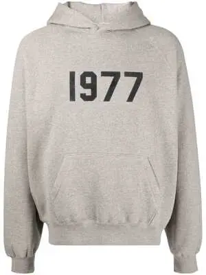 Fear Of God Logo Print Cotton Hoodie - Grey