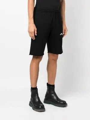 Off-White Logo Print Organic Cotton Track Shorts - Black