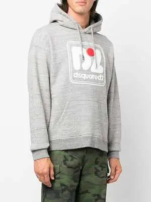 Dsquared2 Logo-print Cotton Hoodie - Grey