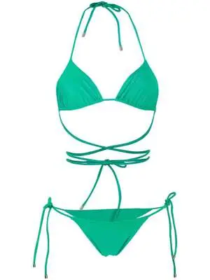 MANOKHI Wraparound Tied Bikini Set - Green