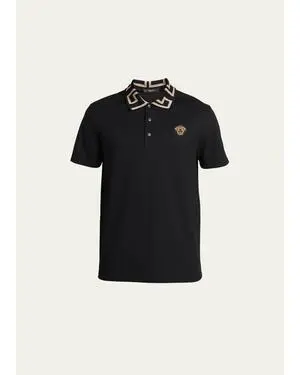 Versace Greca-collar Polo Shirt - Black
