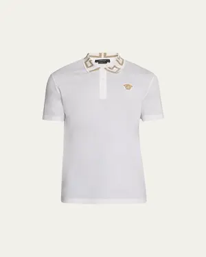 Versace Greca-collar Polo Shirt - Optical White