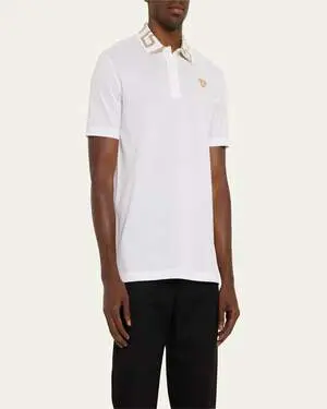 Versace Greca-collar Polo Shirt - Optical White