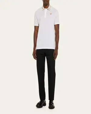 Versace Greca-collar Polo Shirt - Optical White
