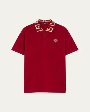 Versace Greca-collar Polo Shirt Red