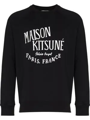 Maison Kitsuné Logo-print Long-sleeve Sweatshirt - Black
