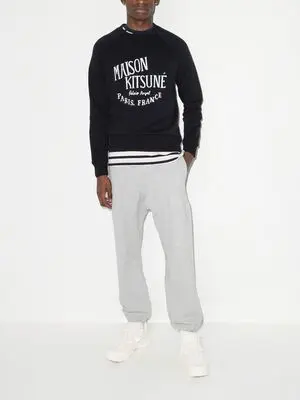 Maison Kitsuné Logo-print Long-sleeve Sweatshirt - Black