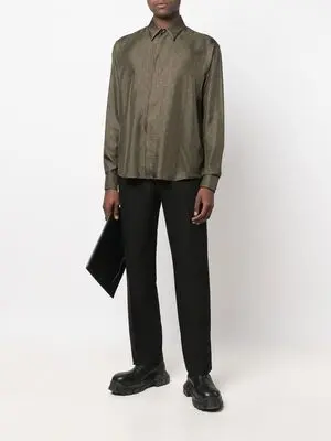 Roberto Cavalli Monogram-print Silk Shirt - Green