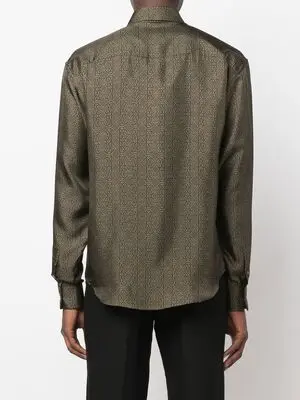 Roberto Cavalli Monogram-print Silk Shirt - Green