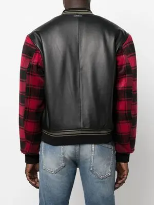 Roberto Cavalli Plaid-sleeves Bomber Jacket