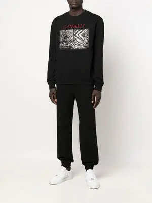 Roberto Cavalli Logo Print Crewneck Sweatshirt