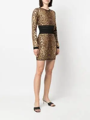 Roberto Cavalli Leopard-print Fitted Minidress