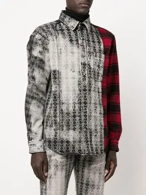 Roberto Cavalli Long-sleeved Patchwork Shirt