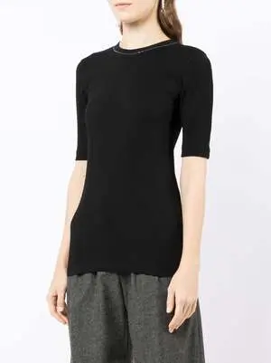 Brunello Cucinelli Monili-detail T-shirt - Black