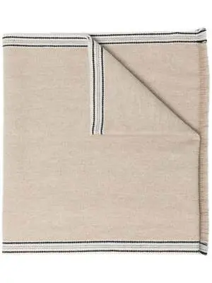 BRUNELLO CUCINELLI Striped-border Cashmere Scarf