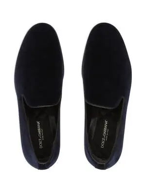 Dolce & Gabbana Open-back Velvet Slippers - Blue