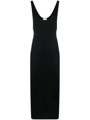 Saint Laurent Fine-ribbed Slip Dress - Black