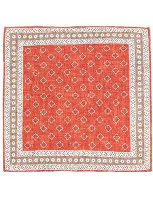Brunello Cucinelli Silk Geometric-pattern Pocket Square - Orange