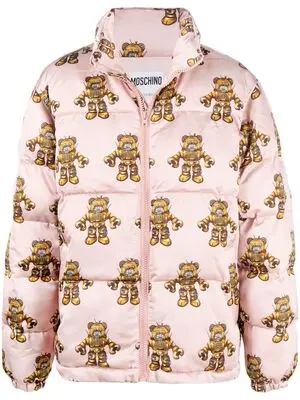 Moschino Graphic-print Padded Coat - Pink