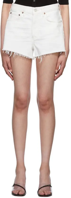 AGOLDE AGOLDE White Parker Vintage Cut Off Shorts Platinum (white)