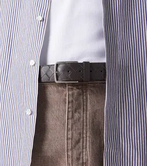 Bottega Veneta Intreccio Leather Belt - Brown