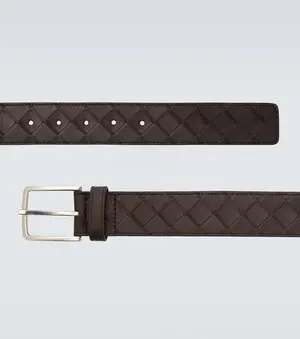 Bottega Veneta Intreccio Leather Belt - Brown