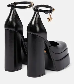 Versace Medusa Aevitas Leather Platform Pumps - Black