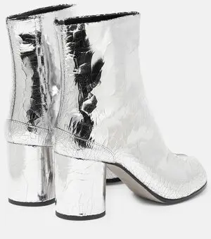 MAISON MARGIELA Tabi Metallic Leather Ankle Boots - Silver