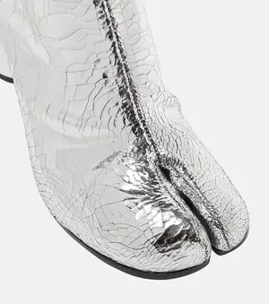 MAISON MARGIELA Tabi Metallic Leather Ankle Boots - Silver