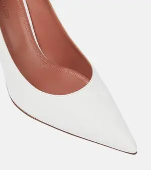Amina Muaddi Ami Leather Pumps - White