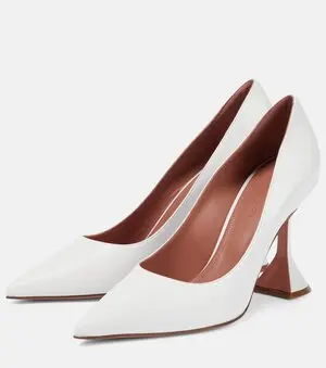 Amina Muaddi Ami Leather Pumps - White