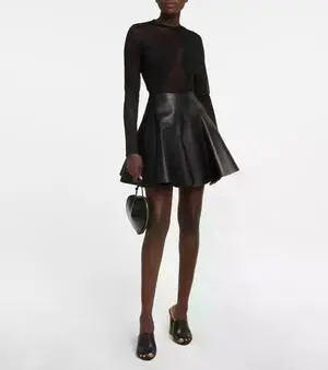 AZZEDINE ALAIA Alaïa Leather Miniskirt - Black