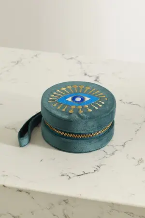 L’ATELIER NAWBAR Rebel Eye Embroidered Velvet Jewelry Box - Green
