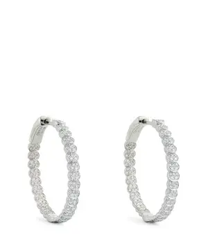 ANITA KO Gold And Diamond Luna Hoop Earrings - White