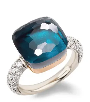 Pomellato White Gold, Diamond And London Topaz Nudo Ring Blue