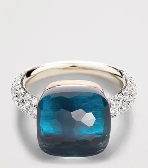 Pomellato White Gold, Diamond And London Topaz Nudo Ring - Blue