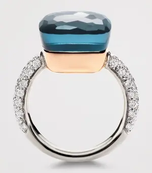 Pomellato White Gold, Diamond And London Topaz Nudo Ring - Blue
