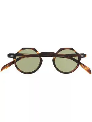 LESCA Tortoise Round Frame Sunglasses
