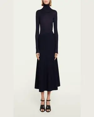 Gabriela Hearst Freddie Midi Knit Skirt - Dark Navy