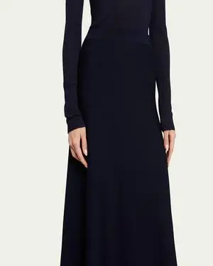Gabriela Hearst Freddie Midi Knit Skirt - Dark Navy