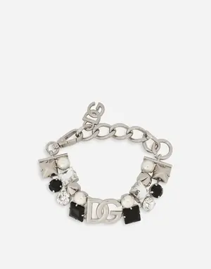 Dolce & Gabbana Bracelet With Rhinestones And Dg Logo - Silver